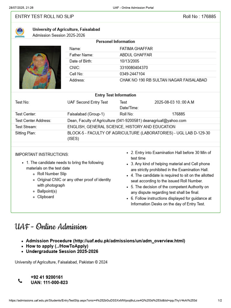 UAF - Online Admission Portal 44 | PDF | Chess Theory | Chess