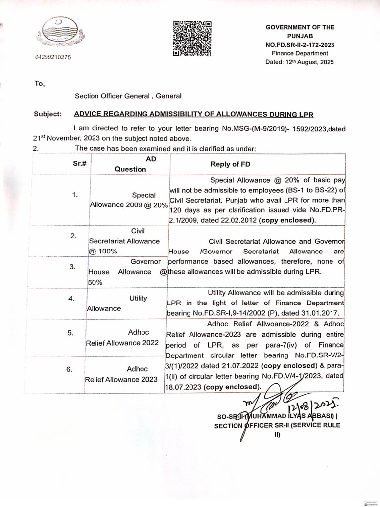 Deduction of Allowances During LPR | PDF