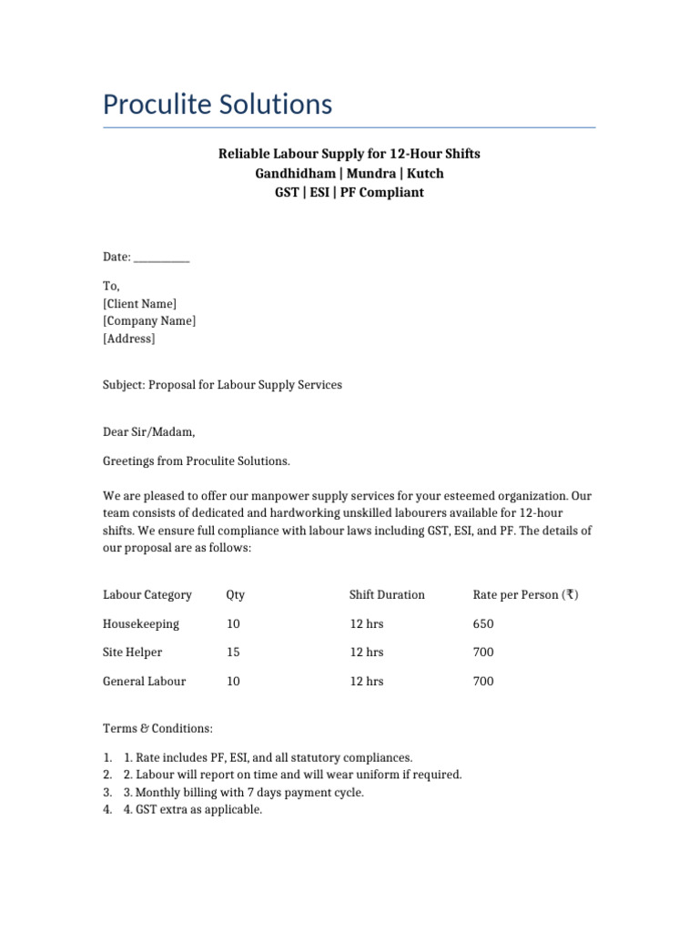 Labour Supply Proposal for 12-Hour Shifts | PDF