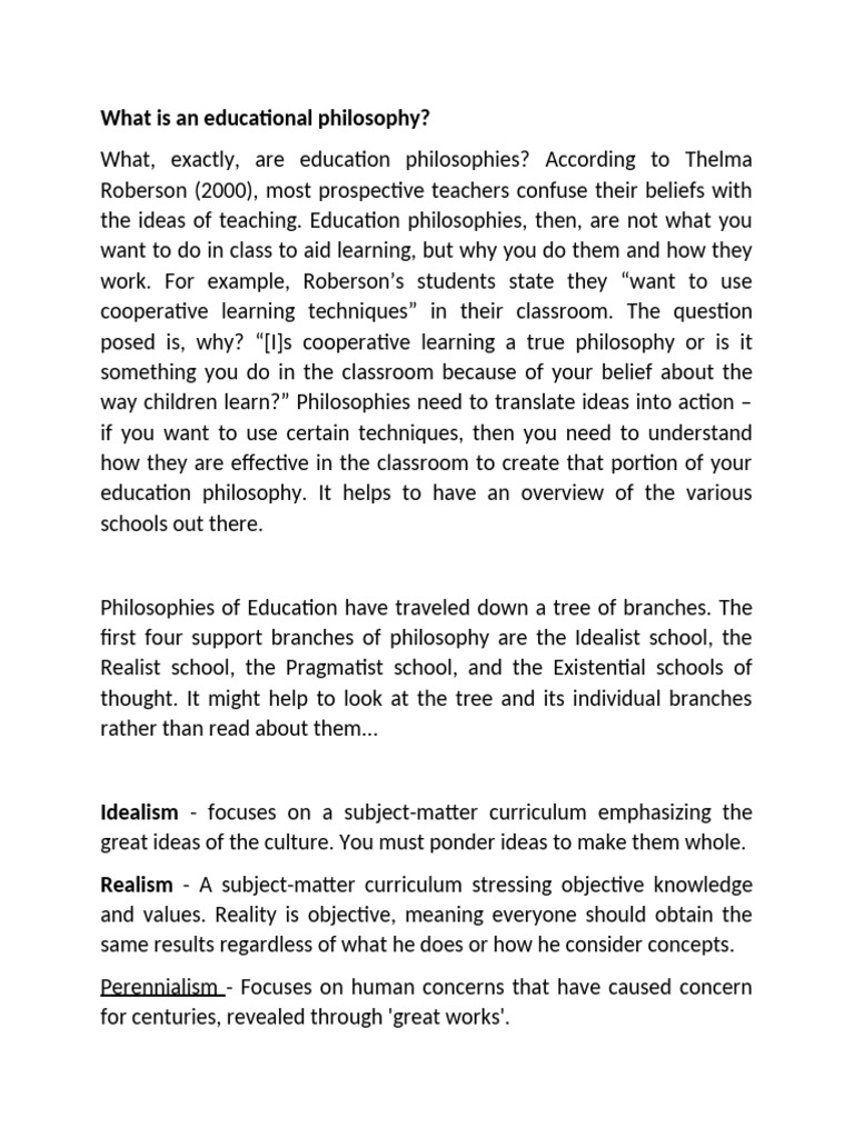 Understanding Educational Philosophies | PDF | Philosophy Of Education ...