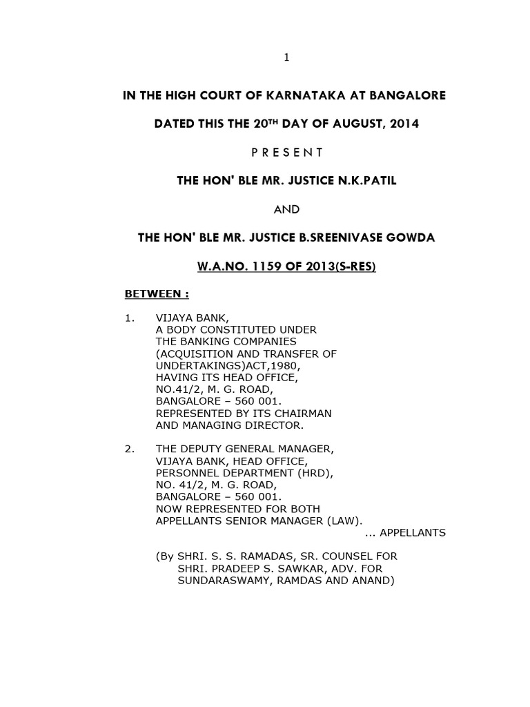 Vijaya Bank High Court of Karnataka | PDF | Appeal | Indemnity