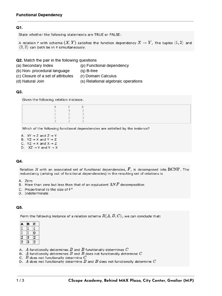 Functional Dependency | PDF
