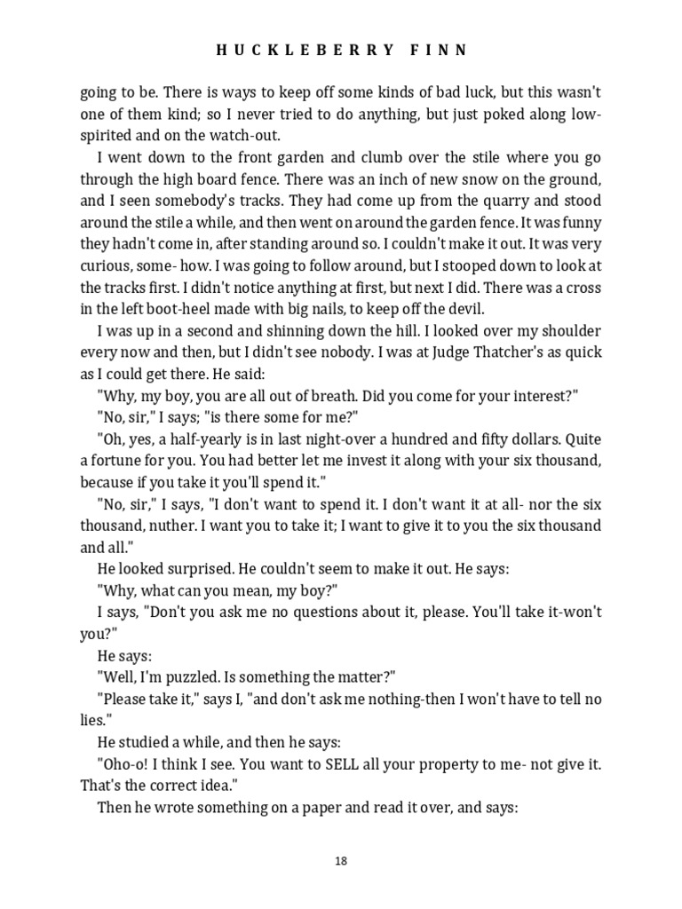 HUCKLEBERRY FINN. Pag. 18 | PDF