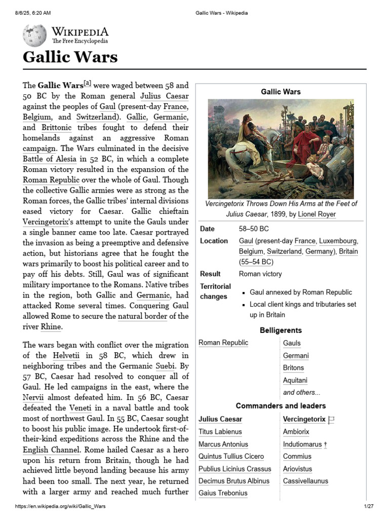 Overview of the Gallic Wars | PDF | Gallic Wars | Julius Caesar
