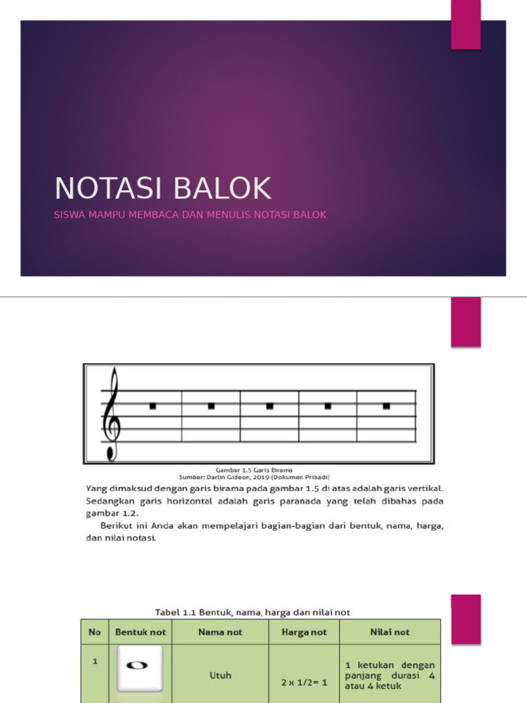 Notasi Balok Bentuk Nama Dan Nilai | PDF
