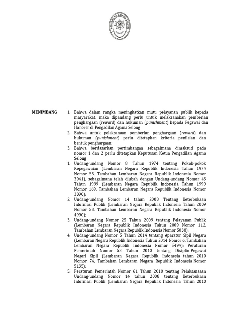 Surat Keputusanpembrian Reward | PDF