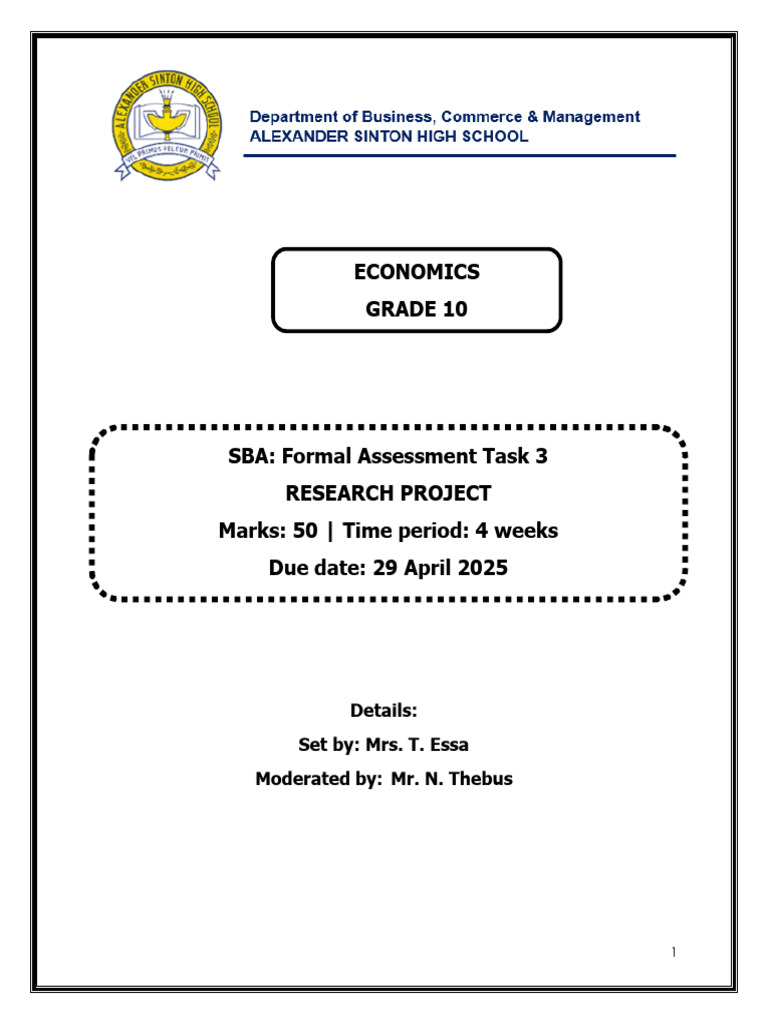 Grade 10 Research Project Final 2025 | PDF | Data | Monopoly