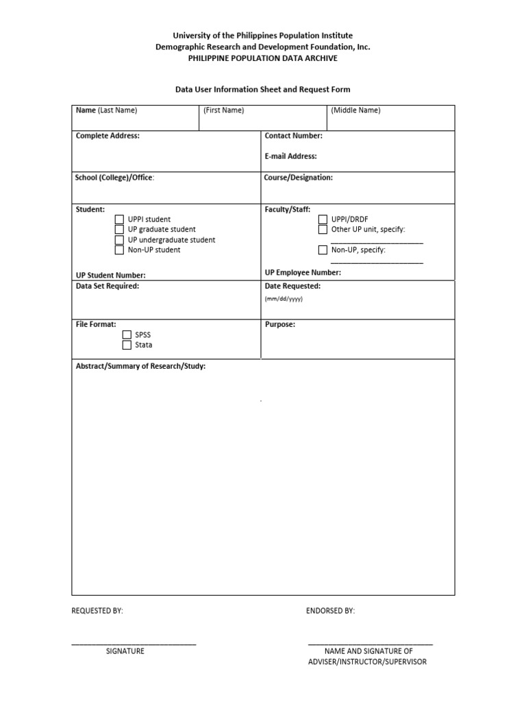 PopArchive Data Request Form 2023 (Fillable) | PDF | Thesis