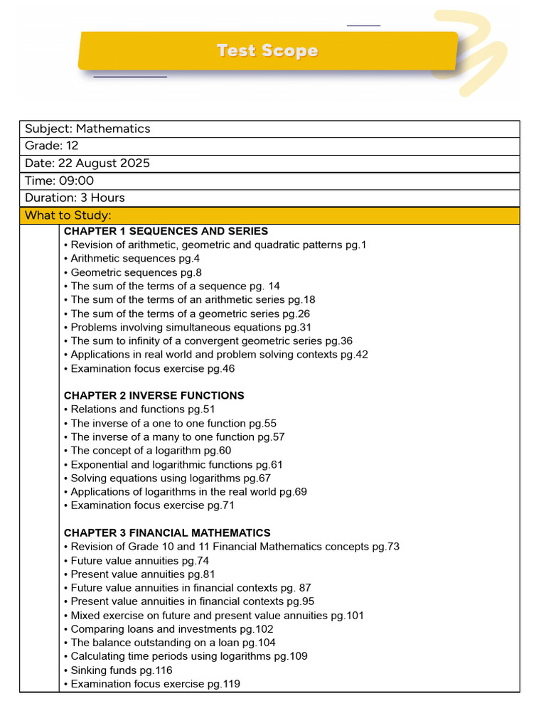 Grade 12 Mathematics Exam Guide | PDF | Differential Calculus | Logarithm