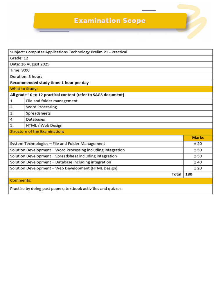 GR 12 PRELIM01 TASK003a Practical Exam Scope | PDF