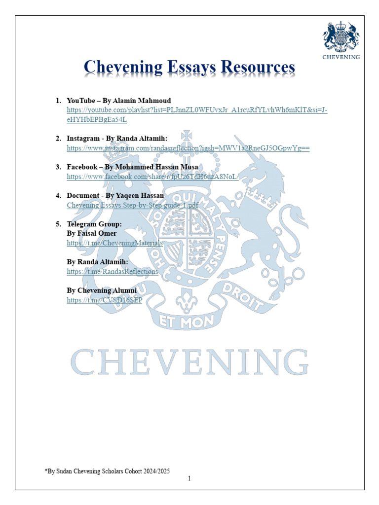 Chevening Essays Resources | PDF