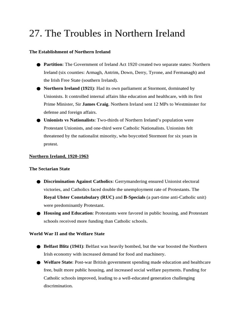 Understanding The Troubles in NI | PDF | Northern Ireland | Unionism In ...