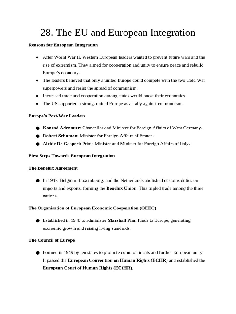 European Integration Post-WWII Overview | PDF | European Union ...