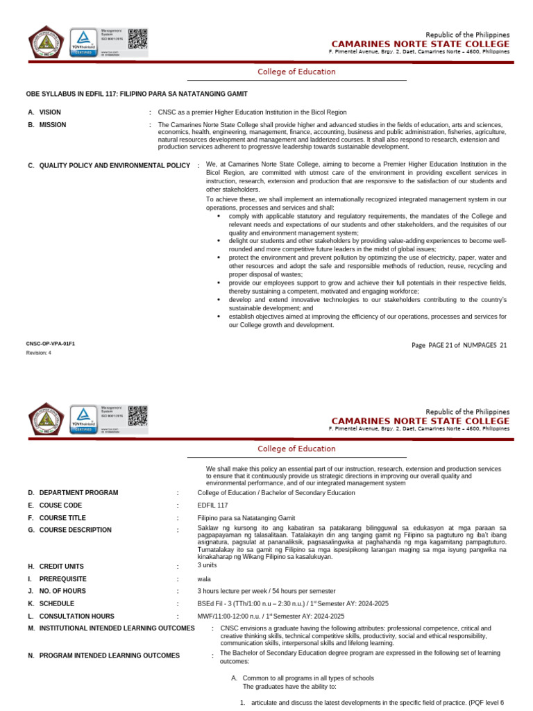 EdFil 117 - Filipino Sa Natatanging Gamit | PDF | Learning