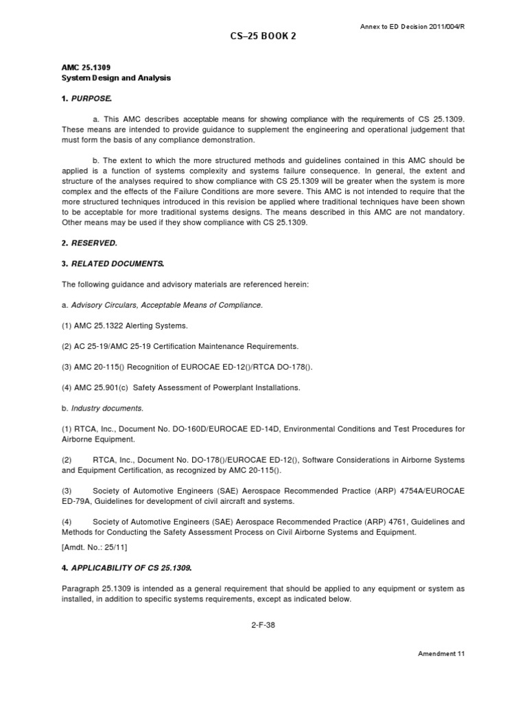 CS-25 Amendment 11 - AMC 25.1309 | PDF | Safety | Engineering