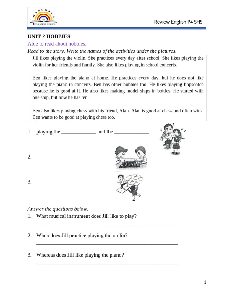 Unit 2 Hobbies - Questions | PDF