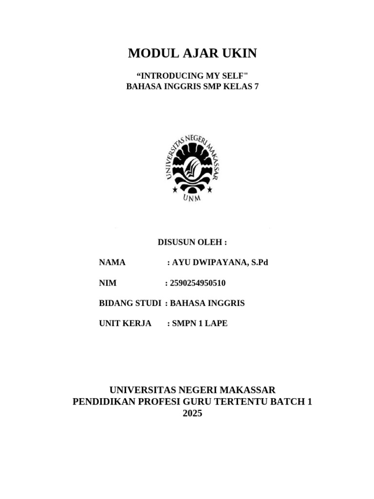 Modul Ajar Bahasa Inggris Kelas 7 Introducing My Self | PDF
