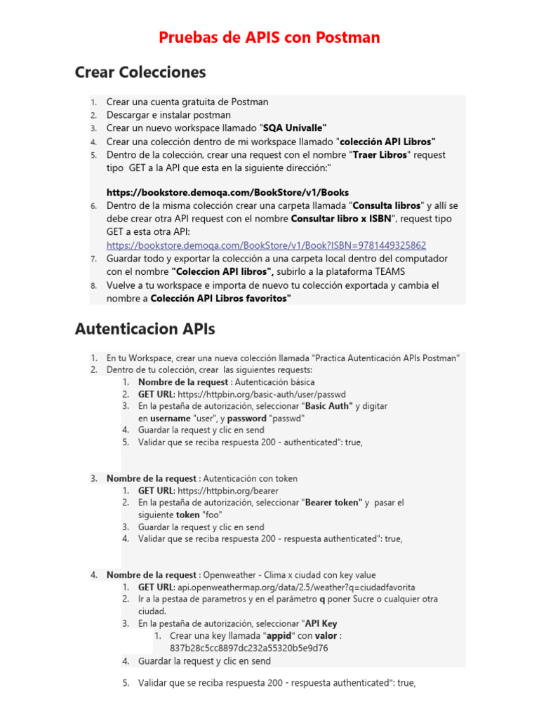 Pruebas de APIs con Postman: Guía Completa | PDF | Informática ...