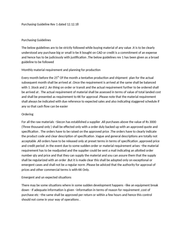 Purchasing Guidelines and Procedures | PDF | Economies | Business