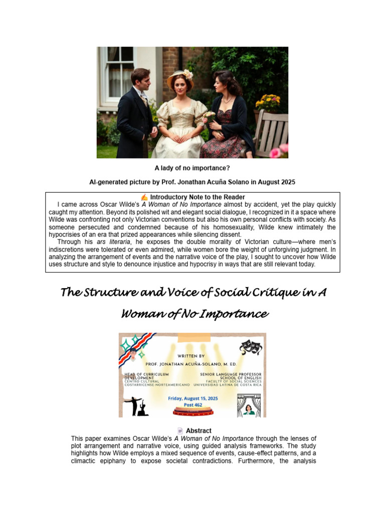 The Structure and Voice of Social Critique in A Woman of No Importance ...
