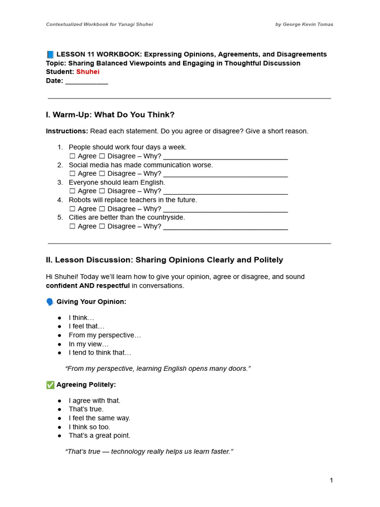 Workbook (11) | PDF | Cognition | Human Communication