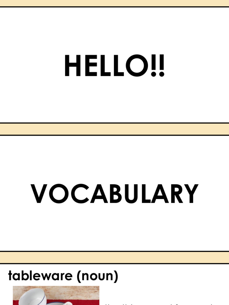 Unit2 Vocabulary (Tableware, Packaging and Quantities) Slides | PDF ...