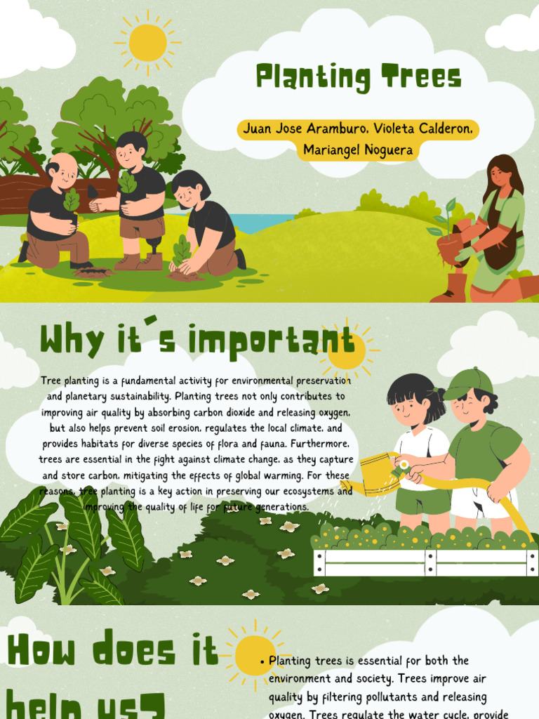 Green Illustrative Planting Trees To Green The Earth Presentation | PDF