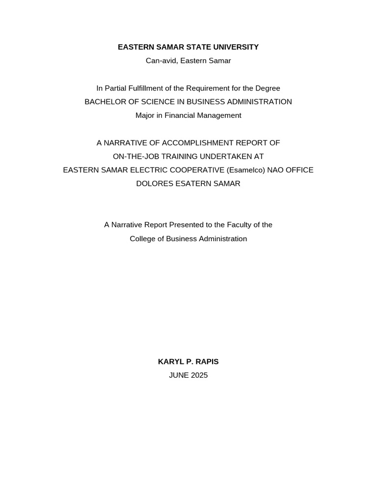 Ojt Narrative Report 2025 | PDF