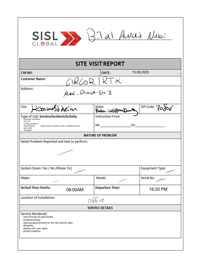 Service Report for Bilal Awat Nabi | PDF | Cyberspace | Internet