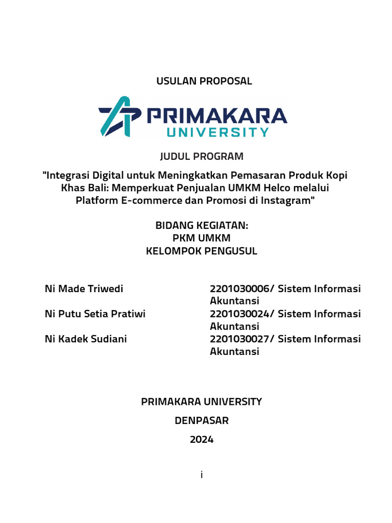 Digitalisasi Pemasaran Kopi Helco Bali | PDF