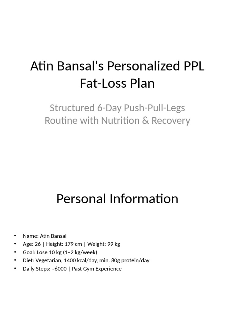 Atin PPL Fat Loss Plan | PDF | Physical Exercise | Weight Training