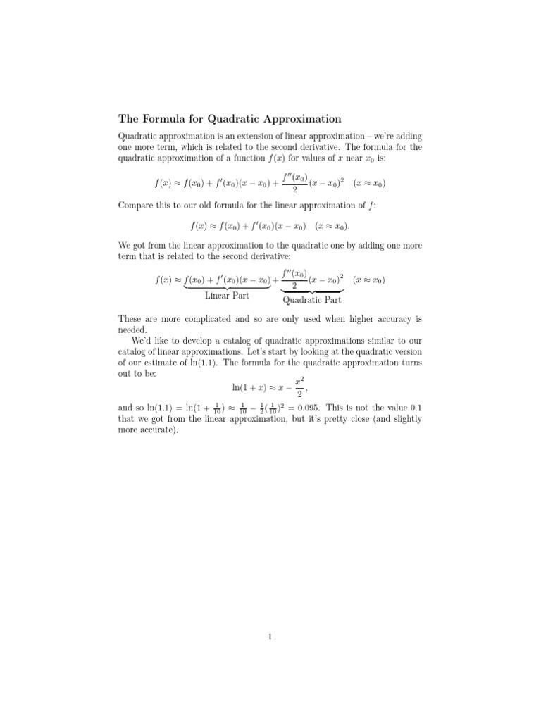 Linear Quadratic Approximation Pdf