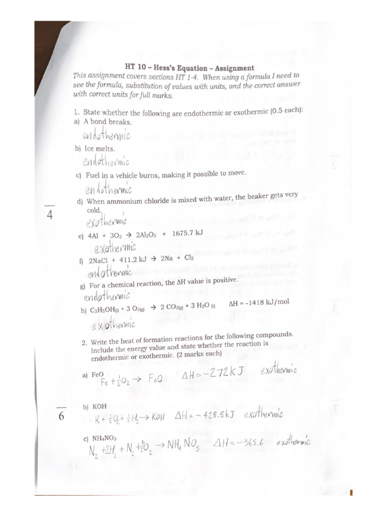 HT 10 - Hess's Equation - Assignment | PDF