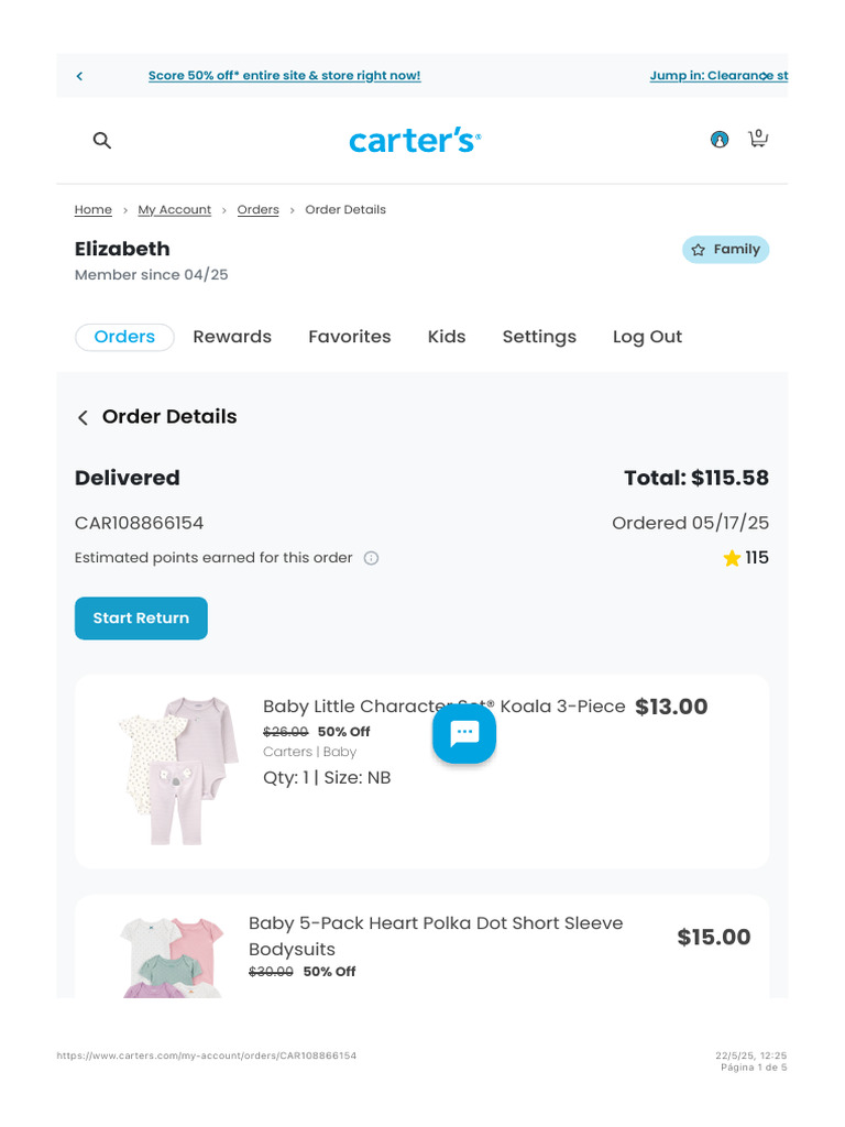 My-Account Orders - Carters | PDF | Credit Card