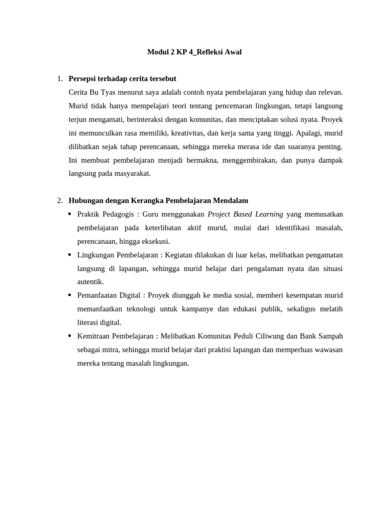 Modul 2 KP 4 - Refleksi Awal | PDF