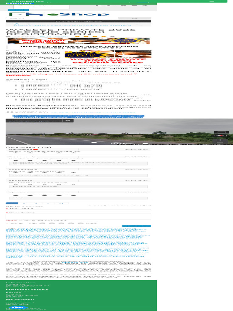 Wassce Private 2025 (Second Series) Registration | PDF