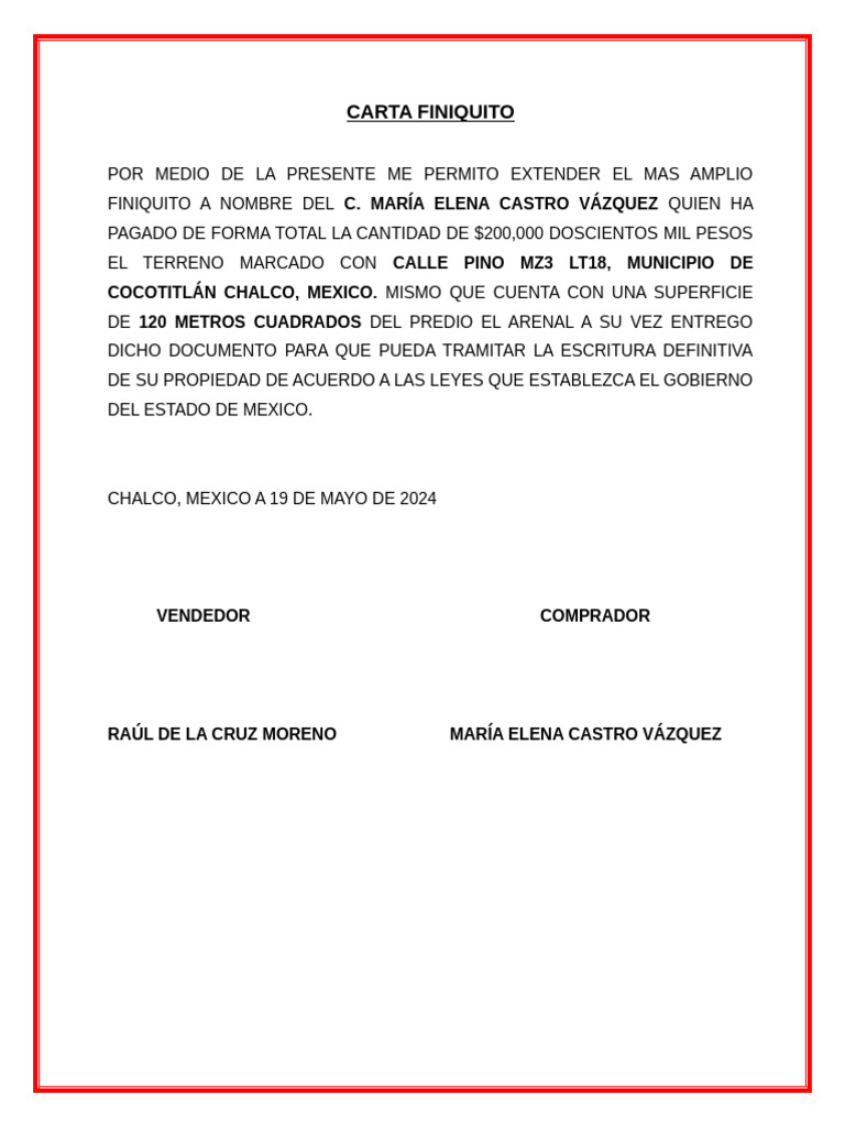 Carta Finiquito | PDF