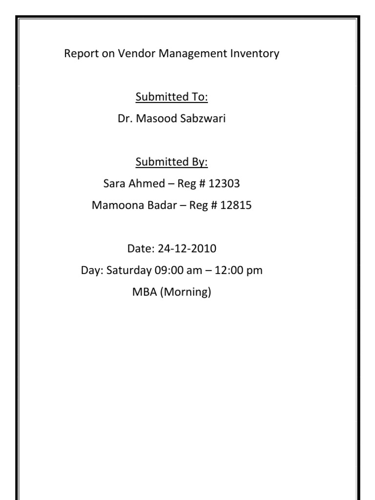 Report Vendor Management | PDF | Inventory | Supply Chain Management