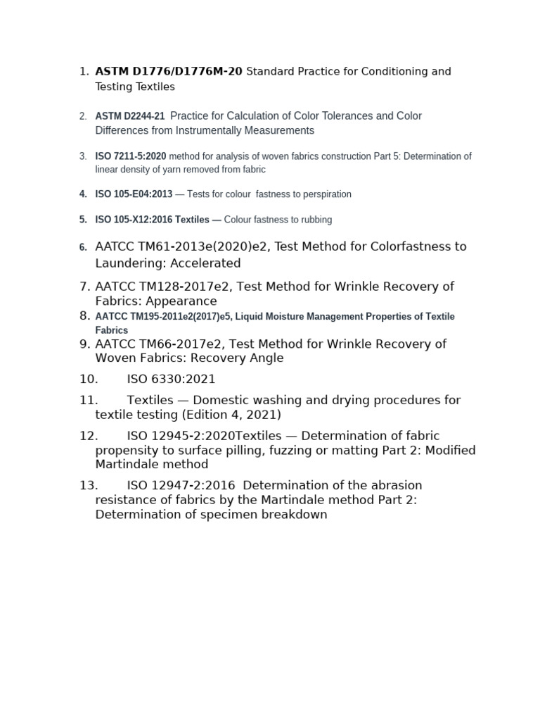 Test Standards | PDF