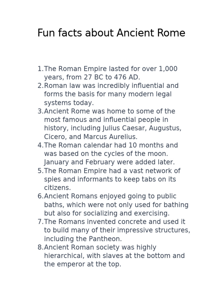 Fun Facts About Ancient Rome | PDF