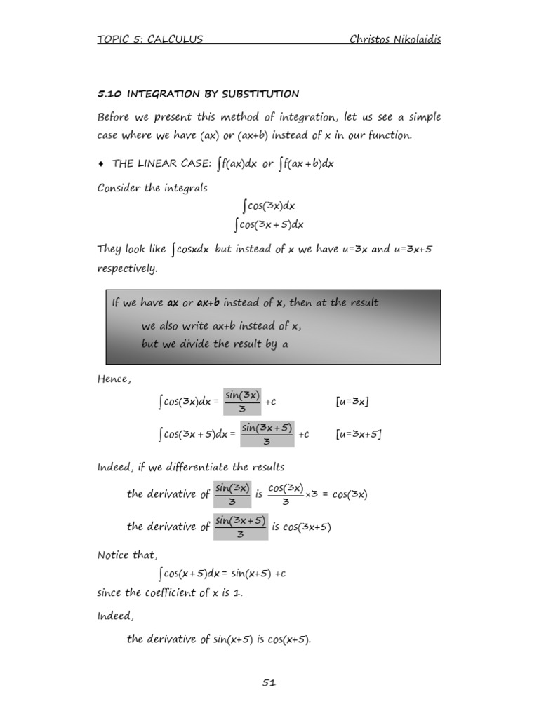 Integration by Substitution in Calculus | PDF | Integral | Functions ...