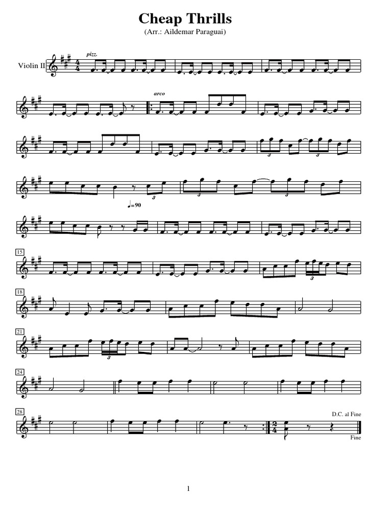 Cheap Thrills-Violin II | PDF