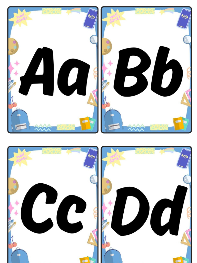 Cursive Alphabet Writing Flashcards in Colorful Simple Style | PDF