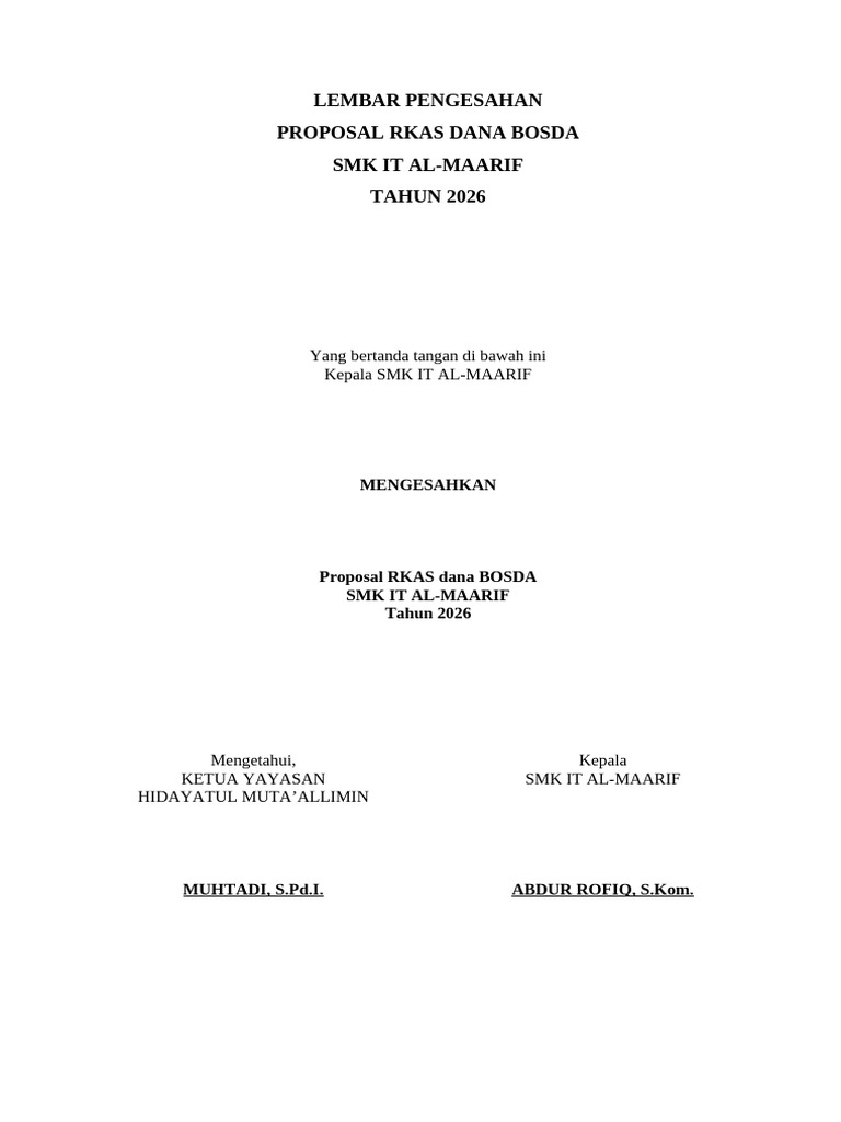Proposal Contoh Bosda | PDF
