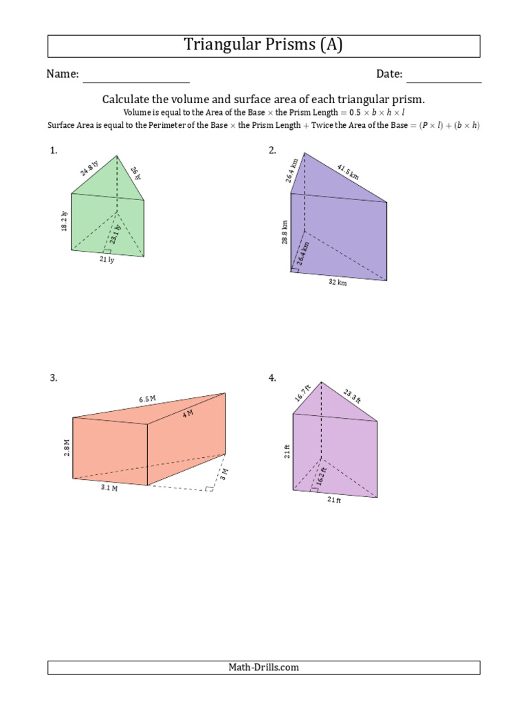 Triangular Prisms Volume Surface Area Color 001qp.1599471043 | PDF ...