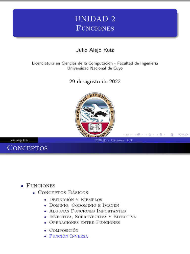 UNIDAD 2 FUNCIONES UNCuyo MATEM TICA DISCRETA 2022 | PDF | Función (Matemáticas) | Análisis