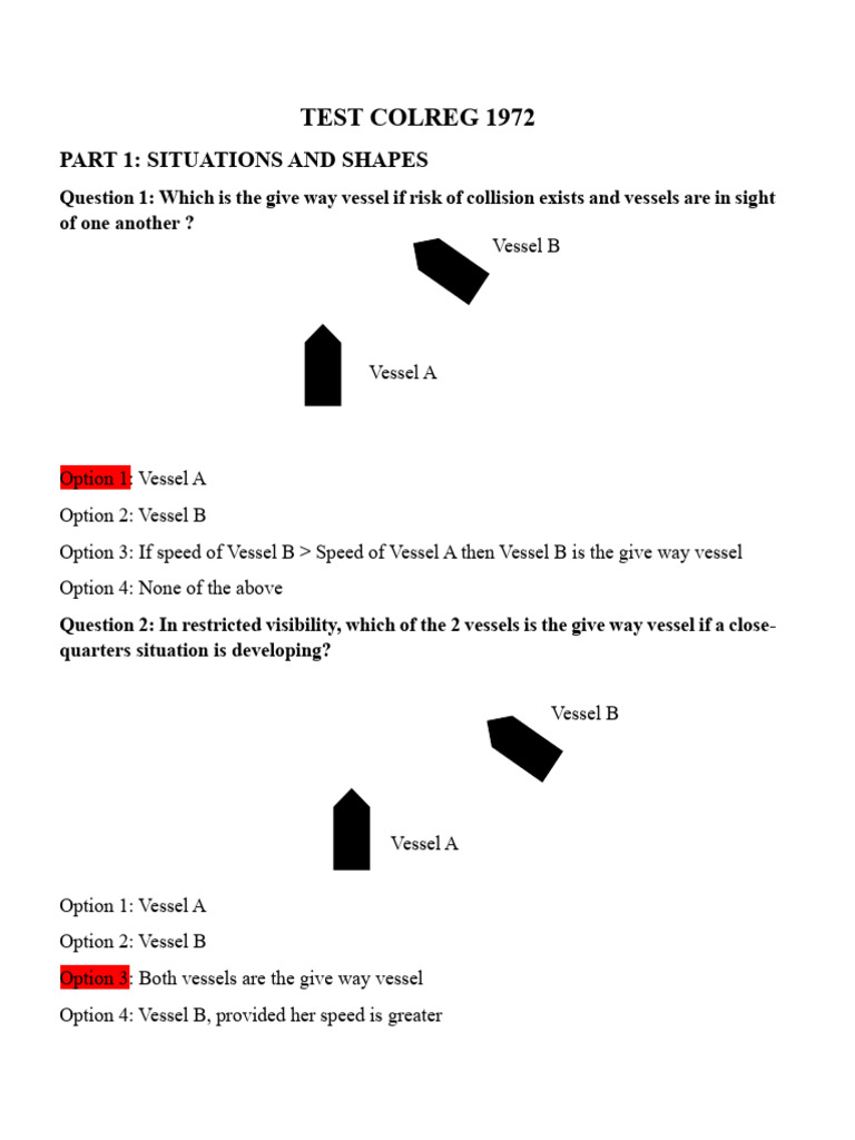 COLREG 1972: Give Way Vessel Scenarios | PDF | Shipping