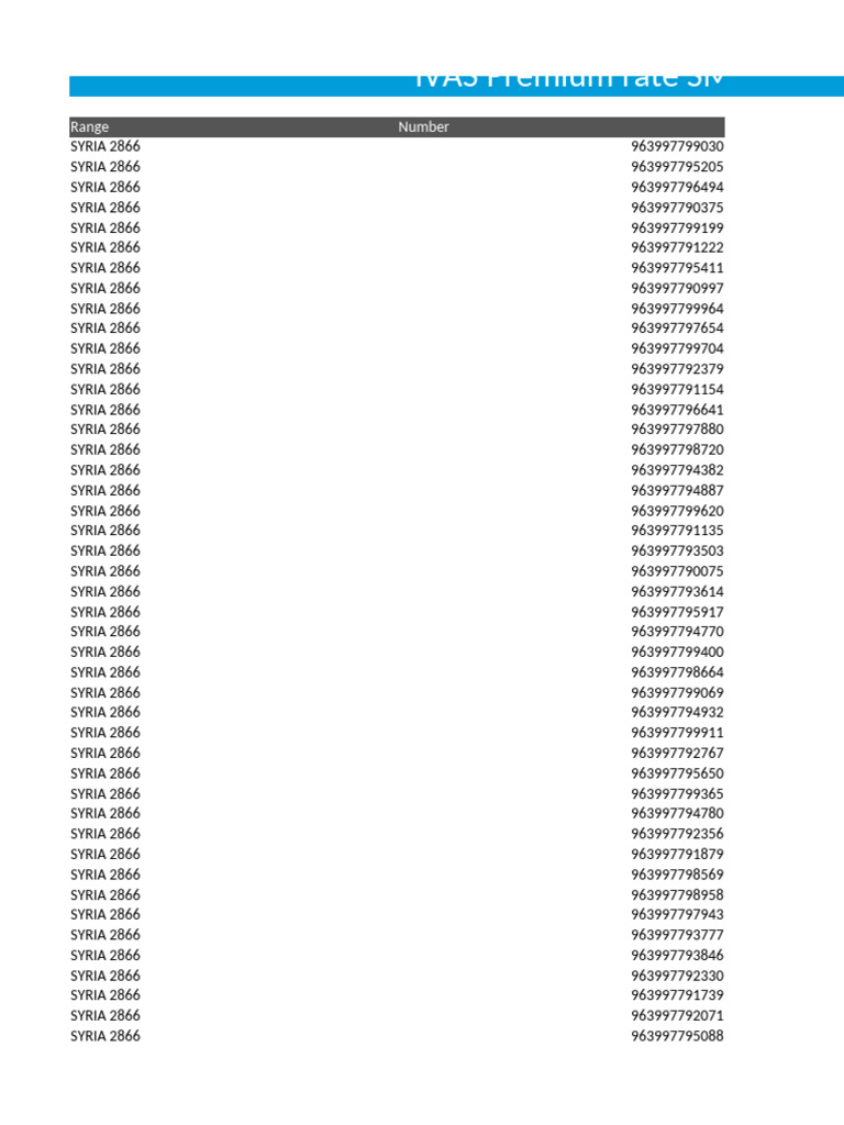 My Numbers Sheet | PDF
