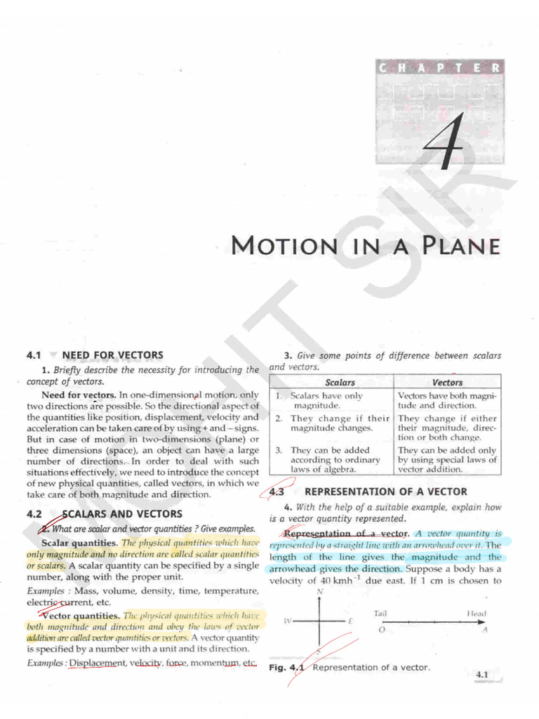 11 SL CH 04 Motion in A Plane | PDF