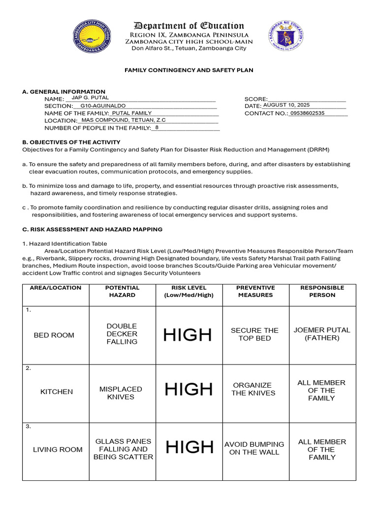 Performance Task in Arpan Jap 1 1 | PDF | Risk | Hazards